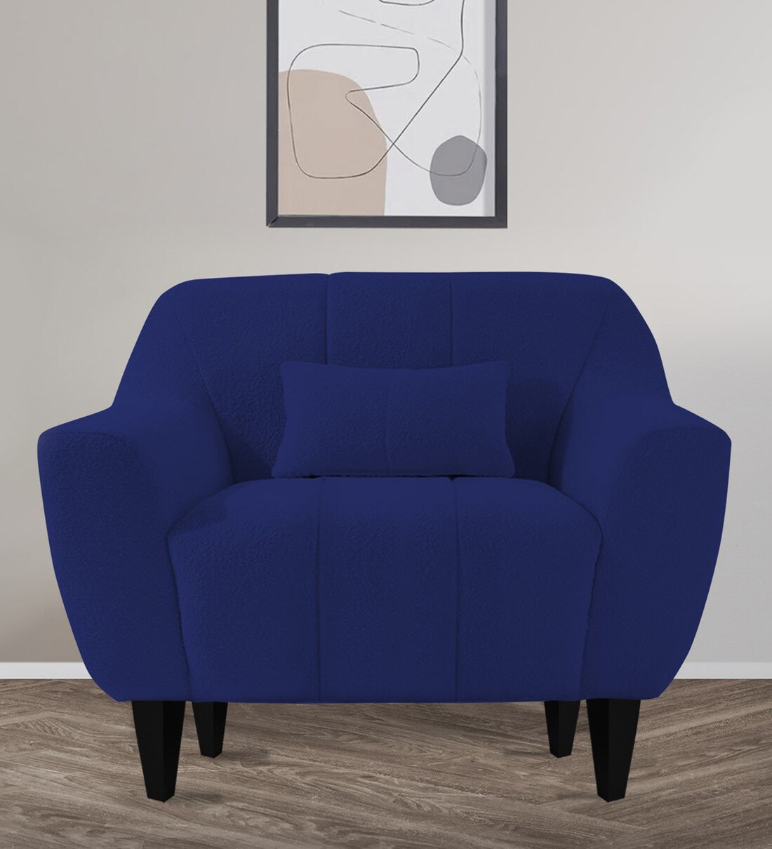 Buy Nesco Fur Fabric 1 Seater Sofa Royal Blue Colour at 46% OFF by ...
