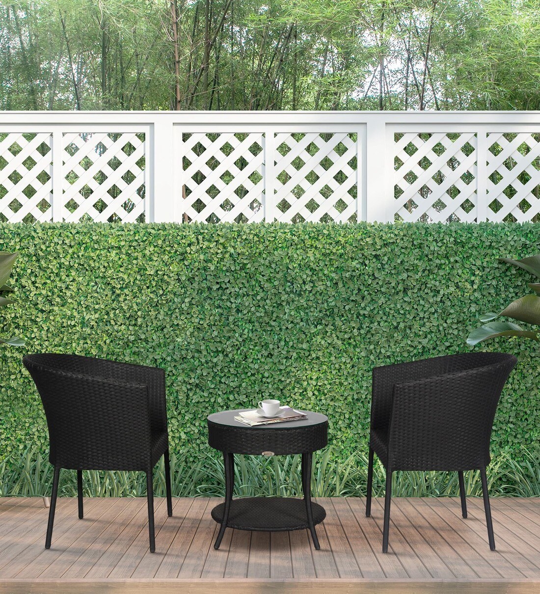 Buy Nex Wicker Table and Chair Set in Black Colour at 29% OFF by ...