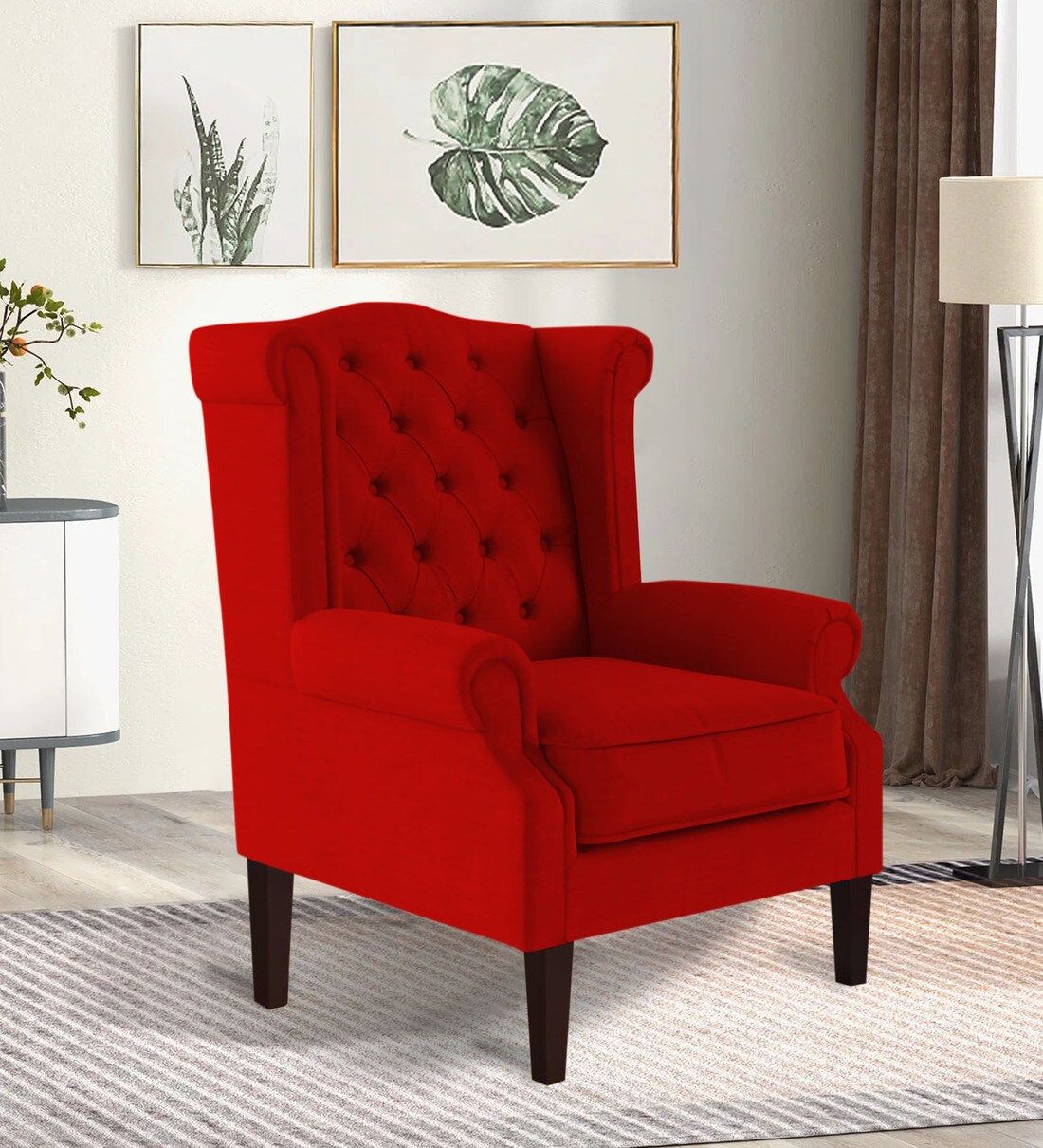 Buy Neyub Fabric Wing Chair In Ruby Red Colour at 37% OFF by Febonic ...