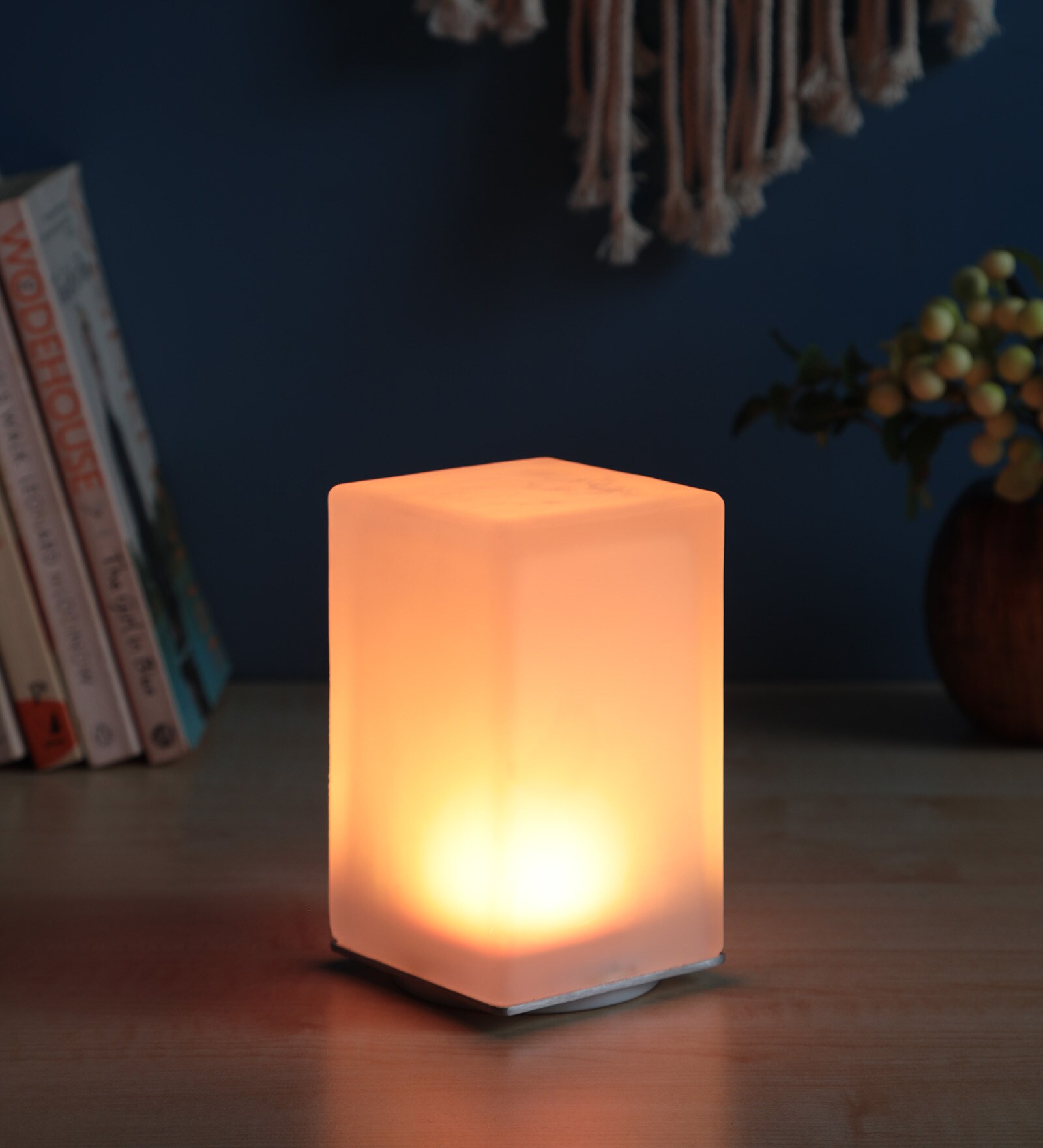 Buy Nex-Star Cordless Multi-Color Glass Shade Table Lamp with White ...