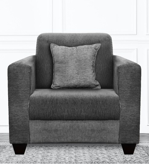 Buy Nebula Fabric 1 Seater Sofa in Charcoal Grey Colour Online - Modern ...