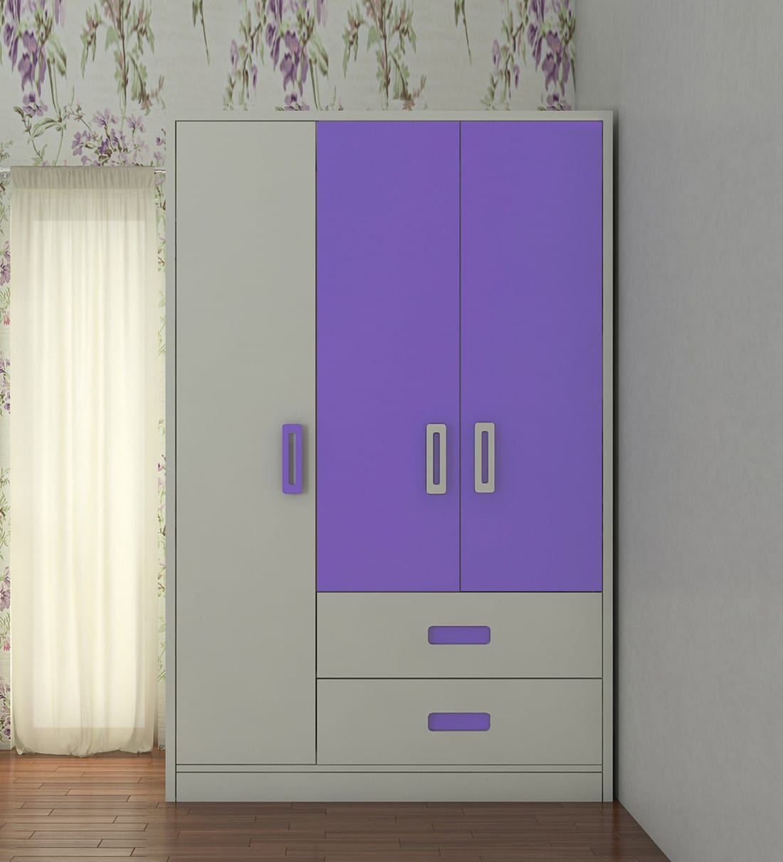 Buy Nora Kid's 3 Door Wardrobe In Lavender Purple Finish at 18% OFF by ...