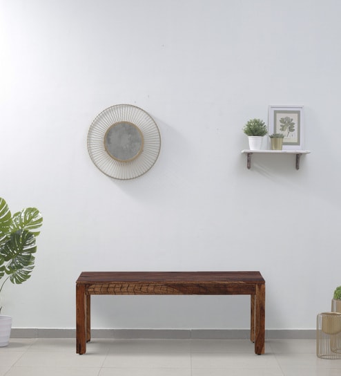 Buy Nuevo Sheesham Wood Dining Bench In Provincial Teak Finish Online ...