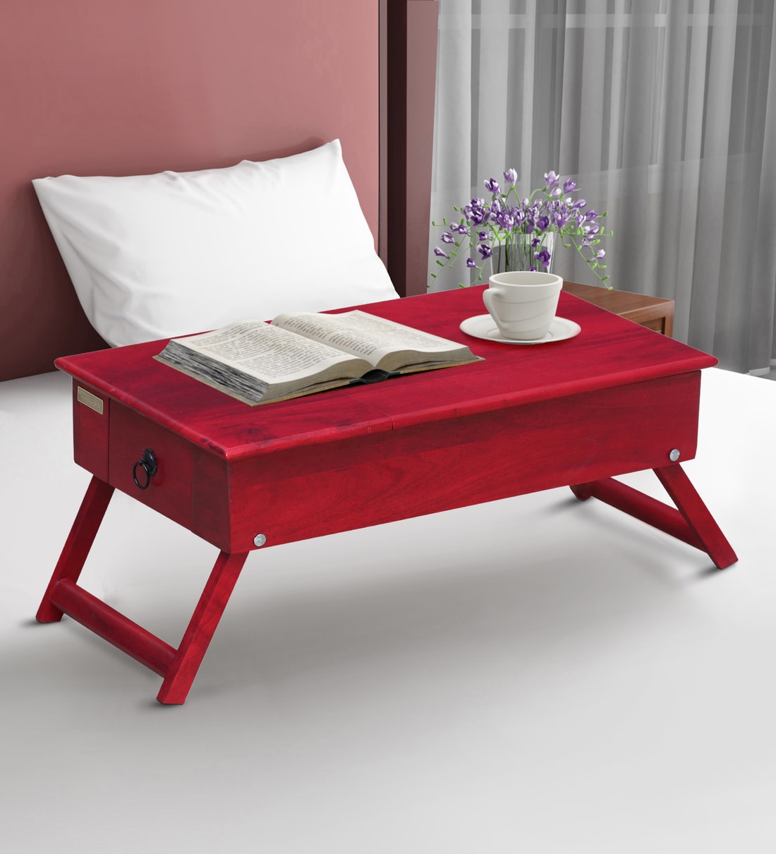 Buy Oakville Solid Wood Portable Table in Spicy Red Finish Online ...