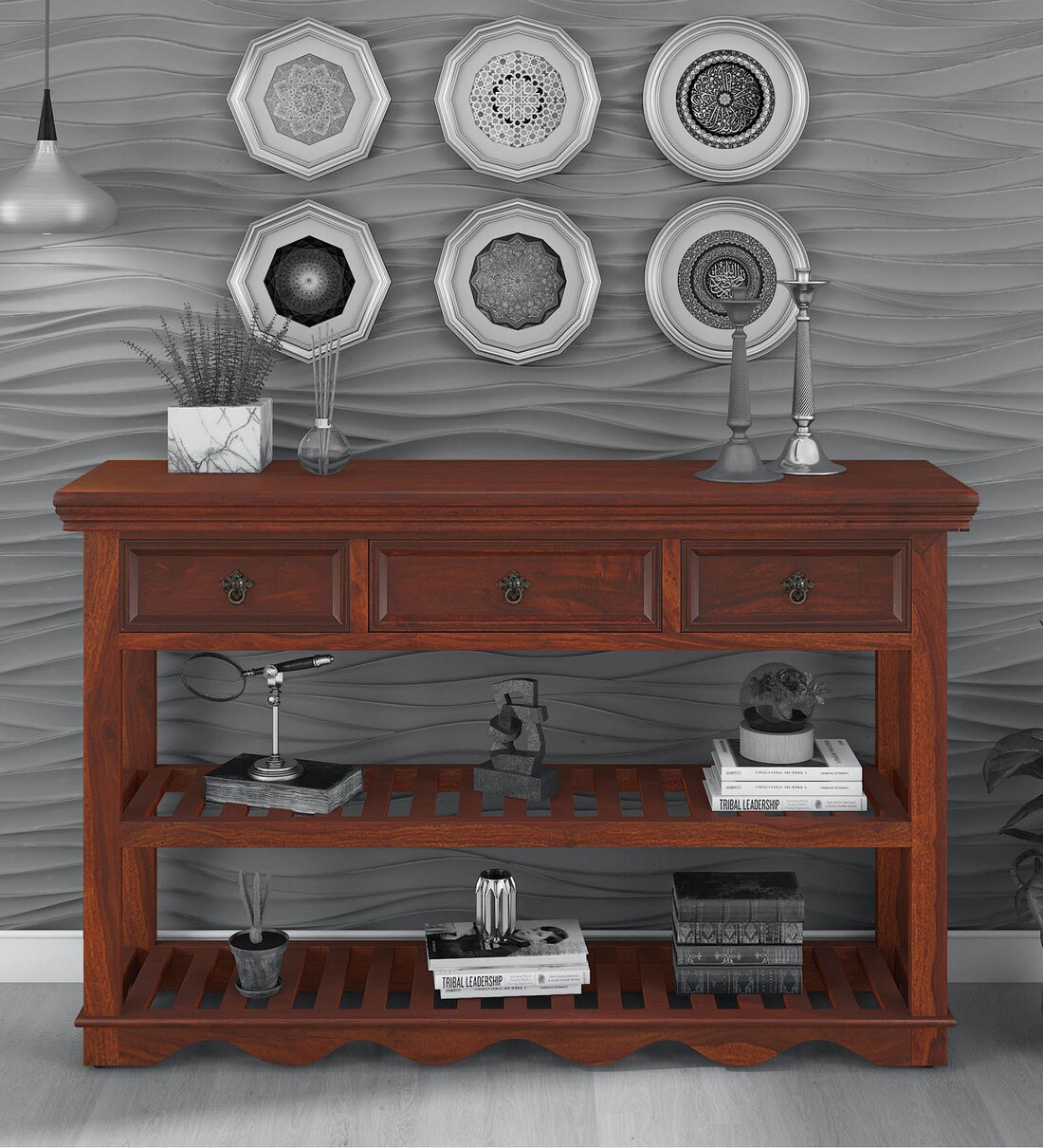 Buy Ojaswi Solid Wood Console Table In Honey Oak Finish Online - Modern ...