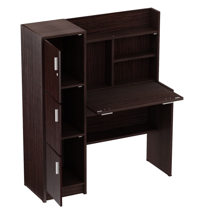 Buy Omura Study Table with Cabinets in Dark Brown Finish by Mintwud ...