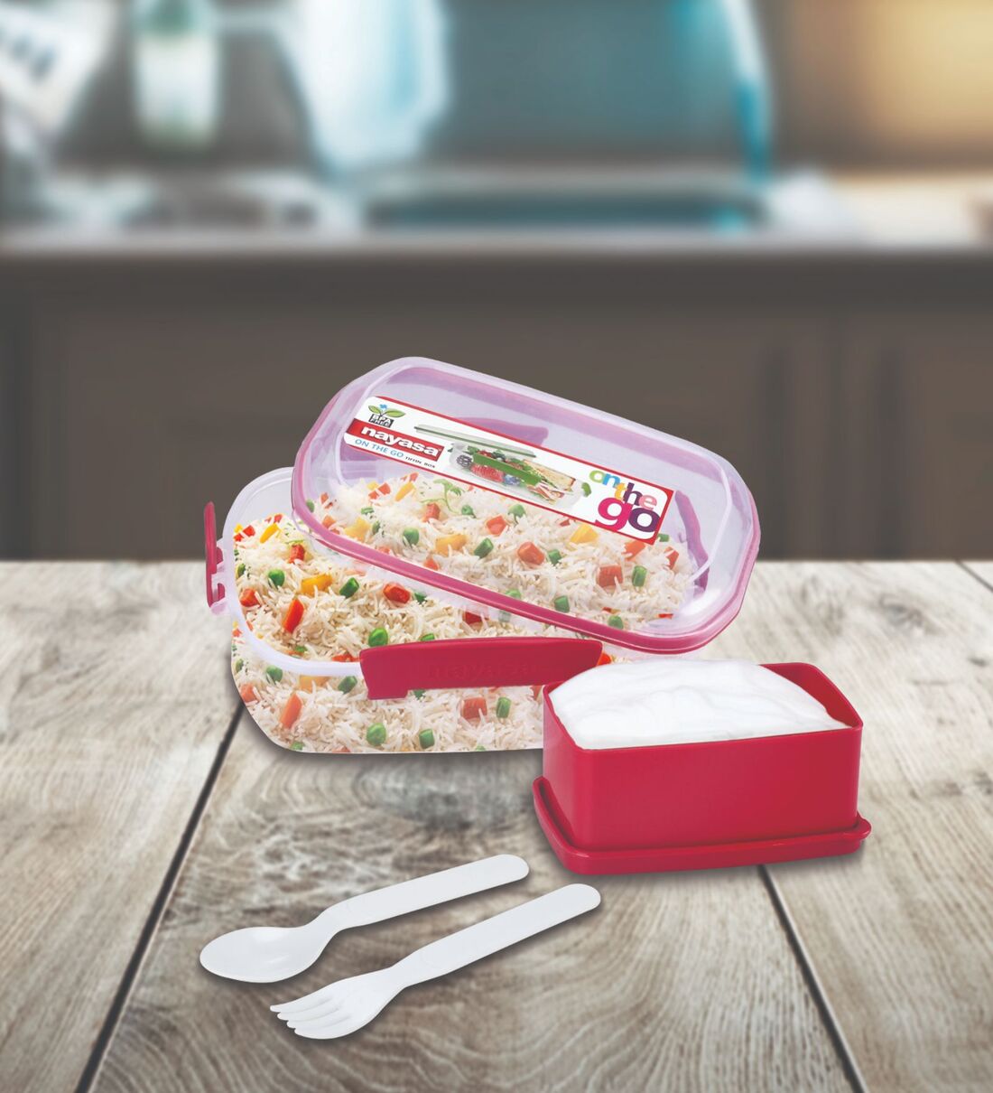 Buy On the GO 650ml Airtight Plastic Lunchbox (with Spoon & Fork) by ...