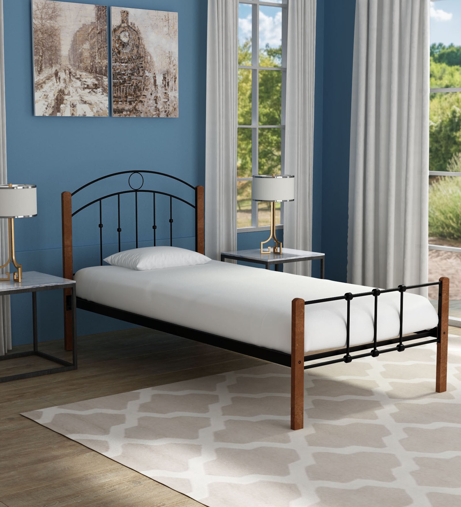 Buy Opal Pearl Metal Single Bed in Black Oak Finish at 25% OFF by ...