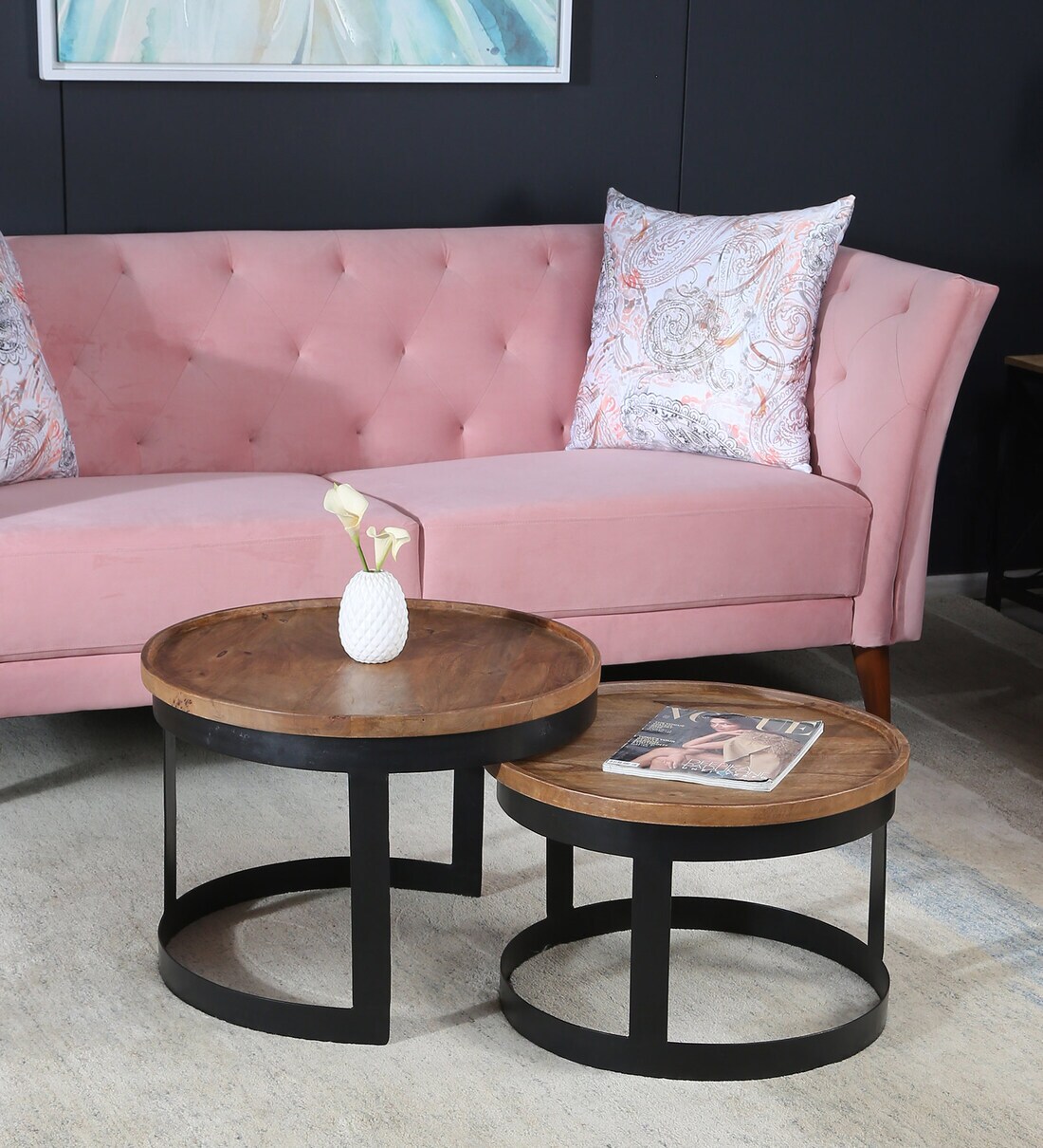 Buy Oreo Solid Wood Nest of Tables in Natural Finish (Set Of 2) Online ...