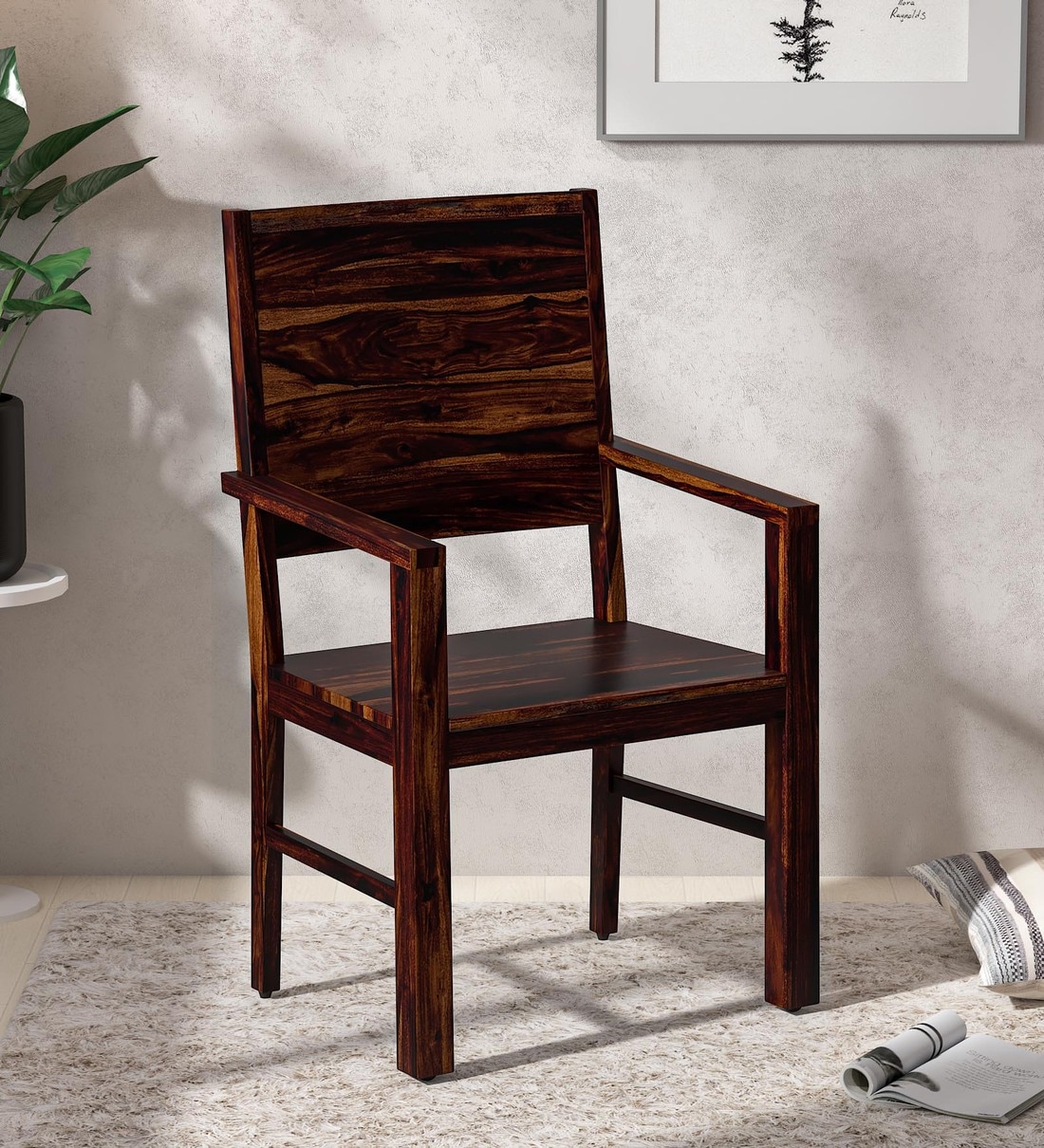 Buy Oriel Sheesham Wood Arm Chair In Provincial Teak Finish at 21% OFF ...