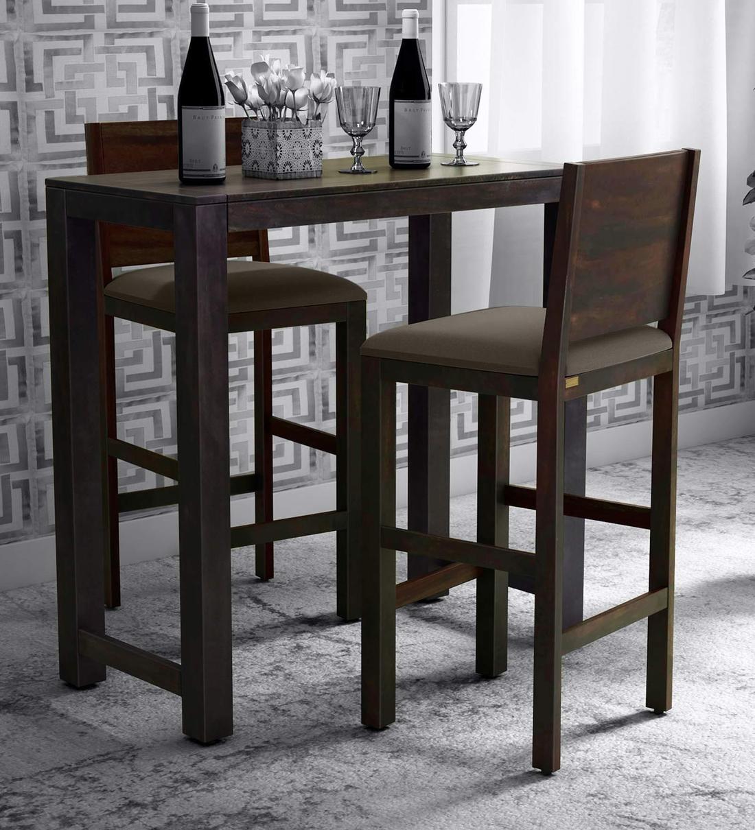 Buy Oriel Sheesham Wood Bar Table Set in Warm Chestnut Finish Online ...