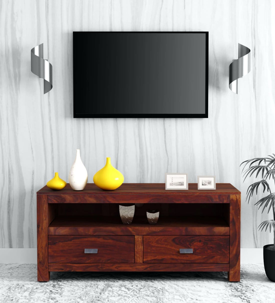 Buy Oriel Sheesham Wood TV Console In Honey Oak Finish For TVs Up To 43 ...