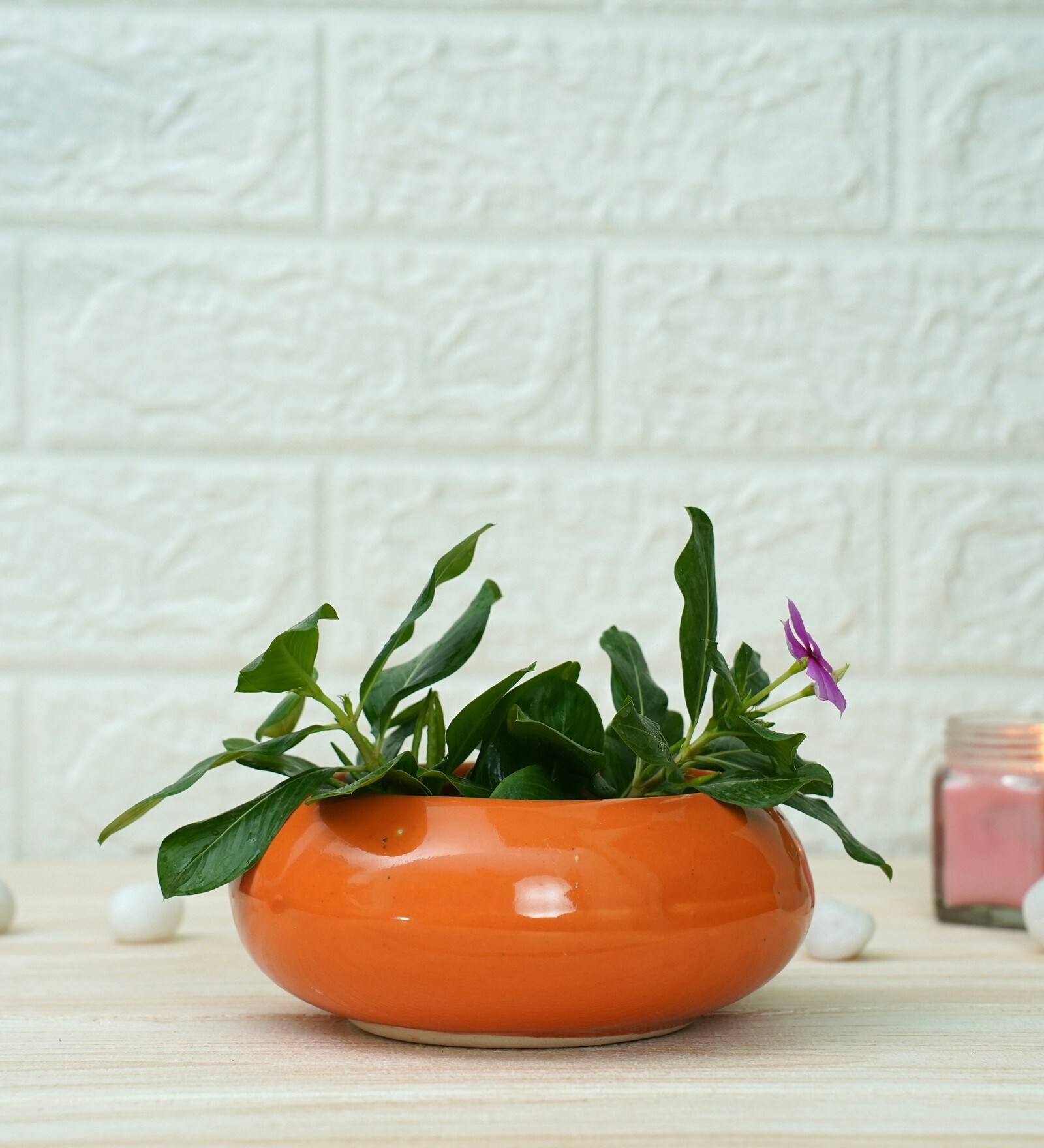 Buy Orange Ceramic Belly Desk Pot at 39% OFF by Gold Dust | Pepperfry