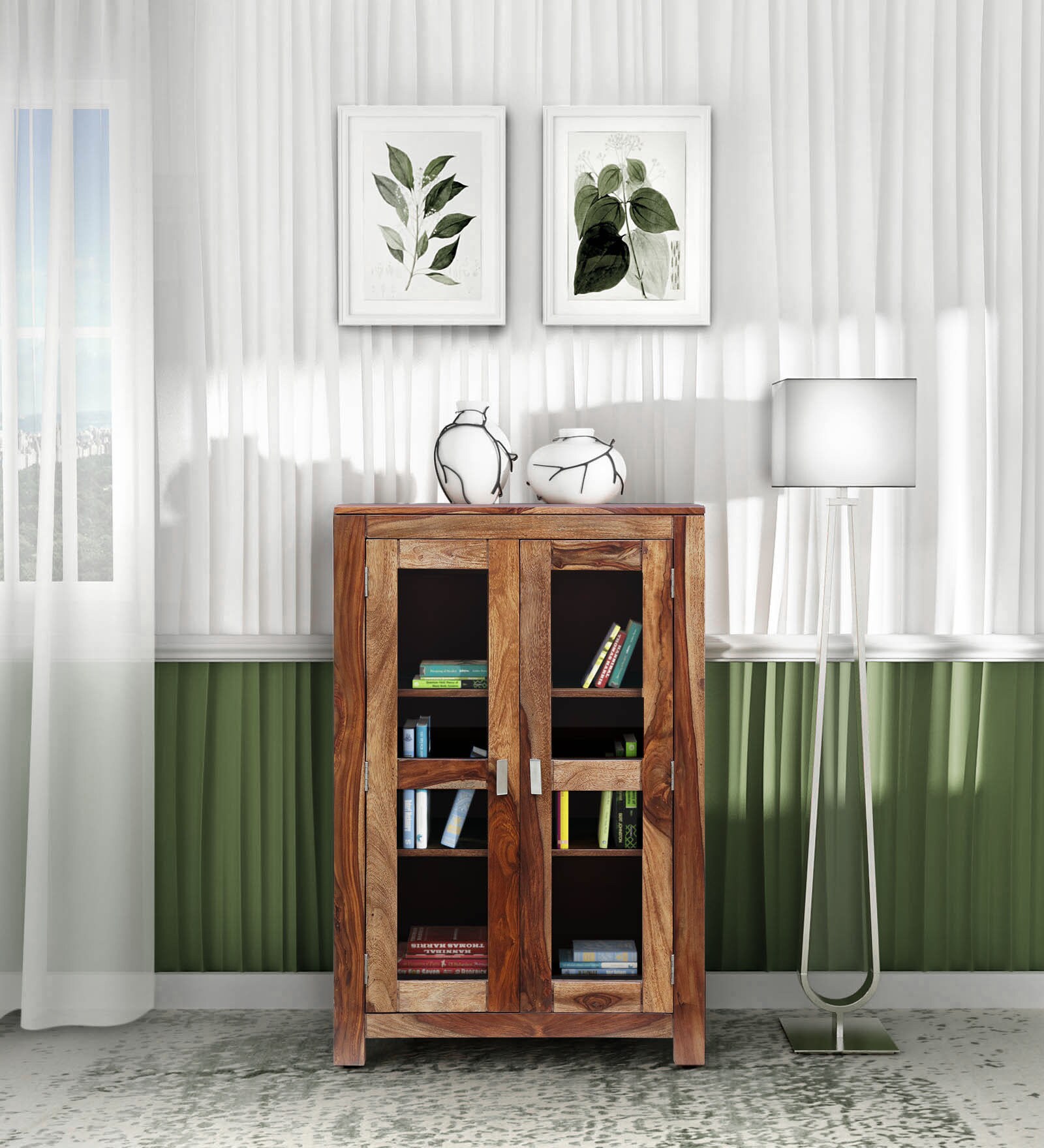 Buy Oriel Sheesham Wood Book Case In Rustic Teak Finish Online - Book ...