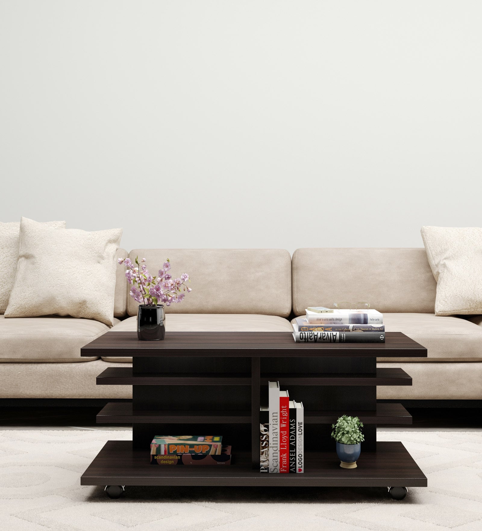 Buy Orka Movable Large Size Coffee Table in Dark Walnut Colour at 23% OFF by Crystal Furnitech ...