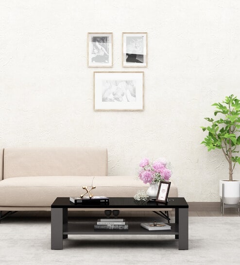 Buy Orca Coffee Table in Black & Dark Grey Colour at 15% OFF by Crystal Furnitech | Pepperfry