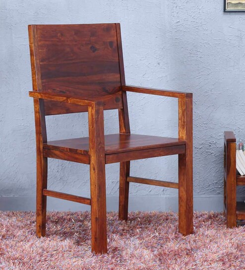 Buy Oriel Sheesham Wood Arm Chair In Honey Oak Finish Online - Arm ...