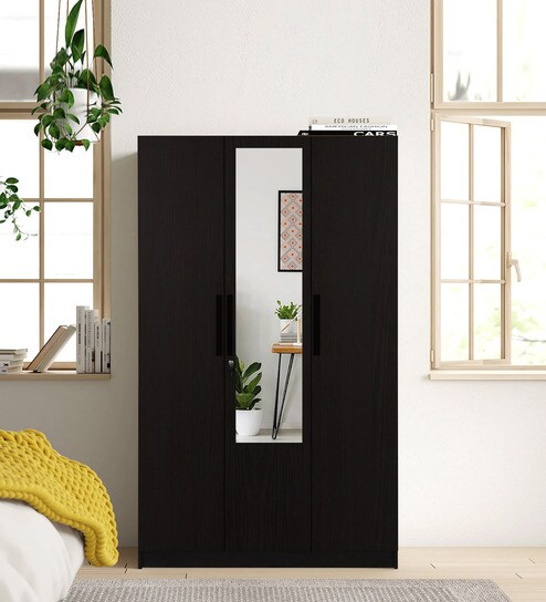 Buy Ozone 3 Door Wardrobe in Teak Finish with Mirror at 33% OFF by ...