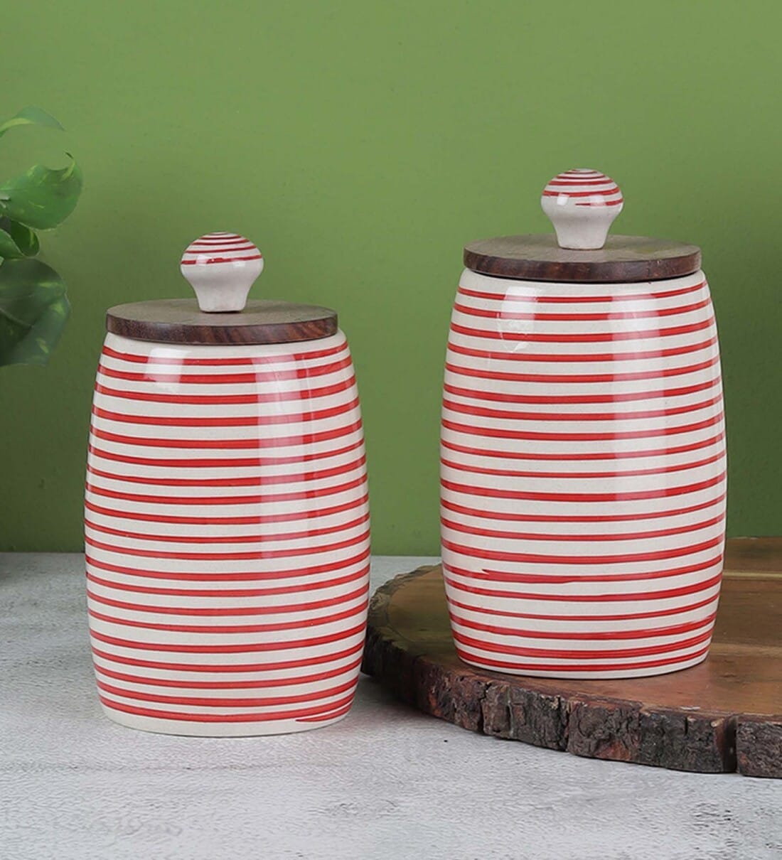 Buy Parikrama Red Spiral 450ml (Set of 2) Ceramic Storage Jar by Vareesha at 20% OFF by Vareesha ...