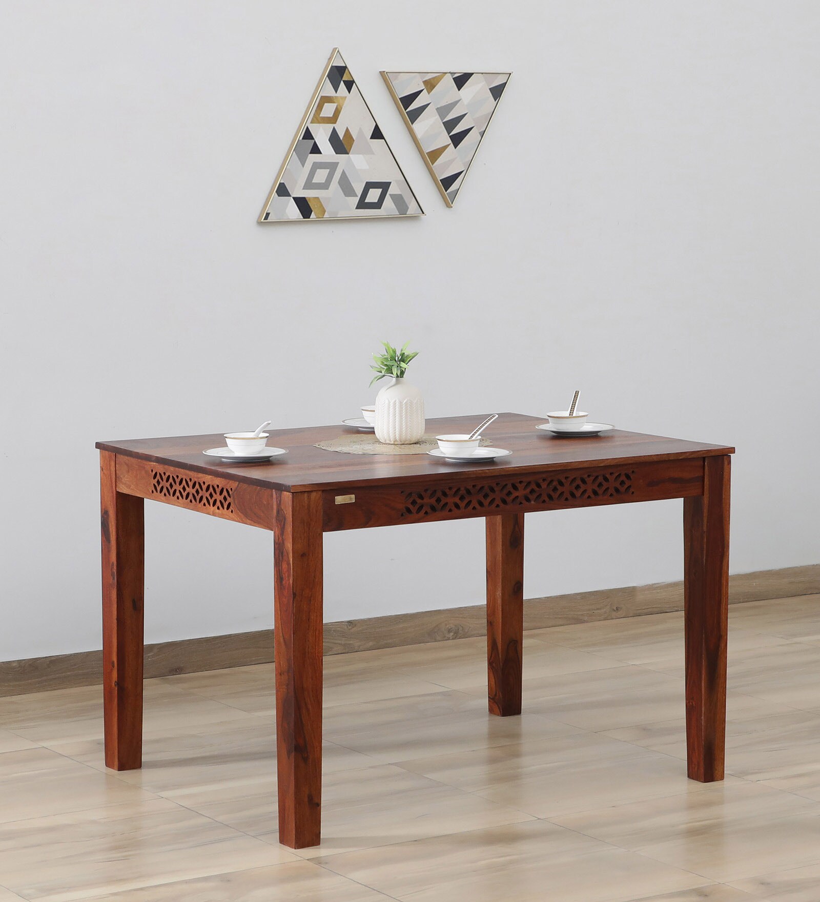 Buy Parnika Sheesham Wood 4 Seater Dining Table In Honey Oak Finish ...