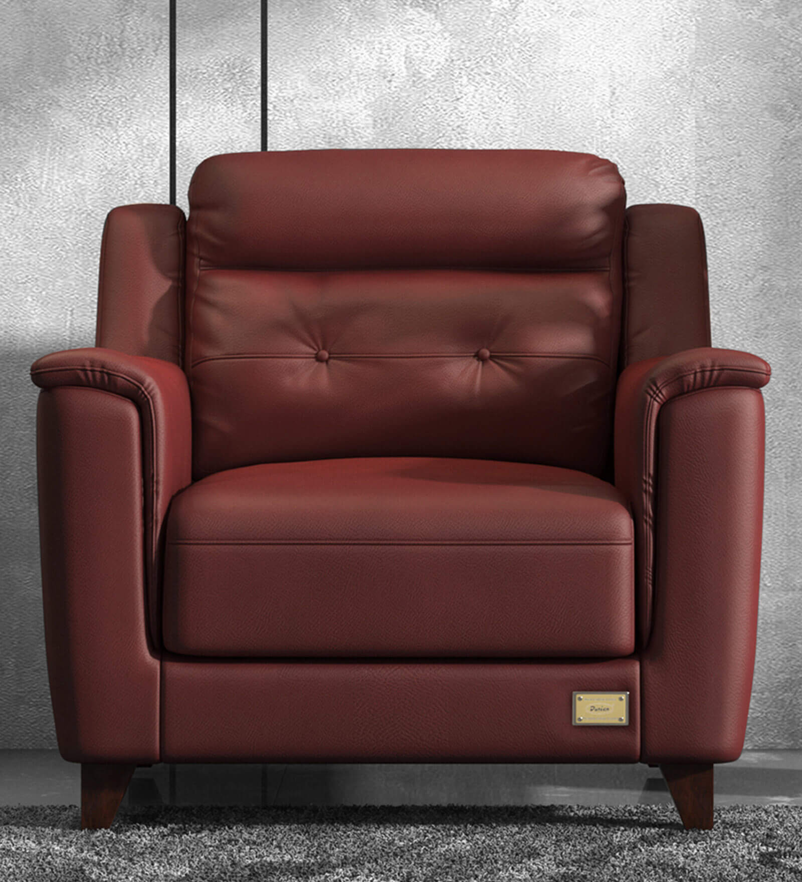 Buy Patrick Leather 1 Seater Sofa in Red Colour Online - Contemporary 1 ...