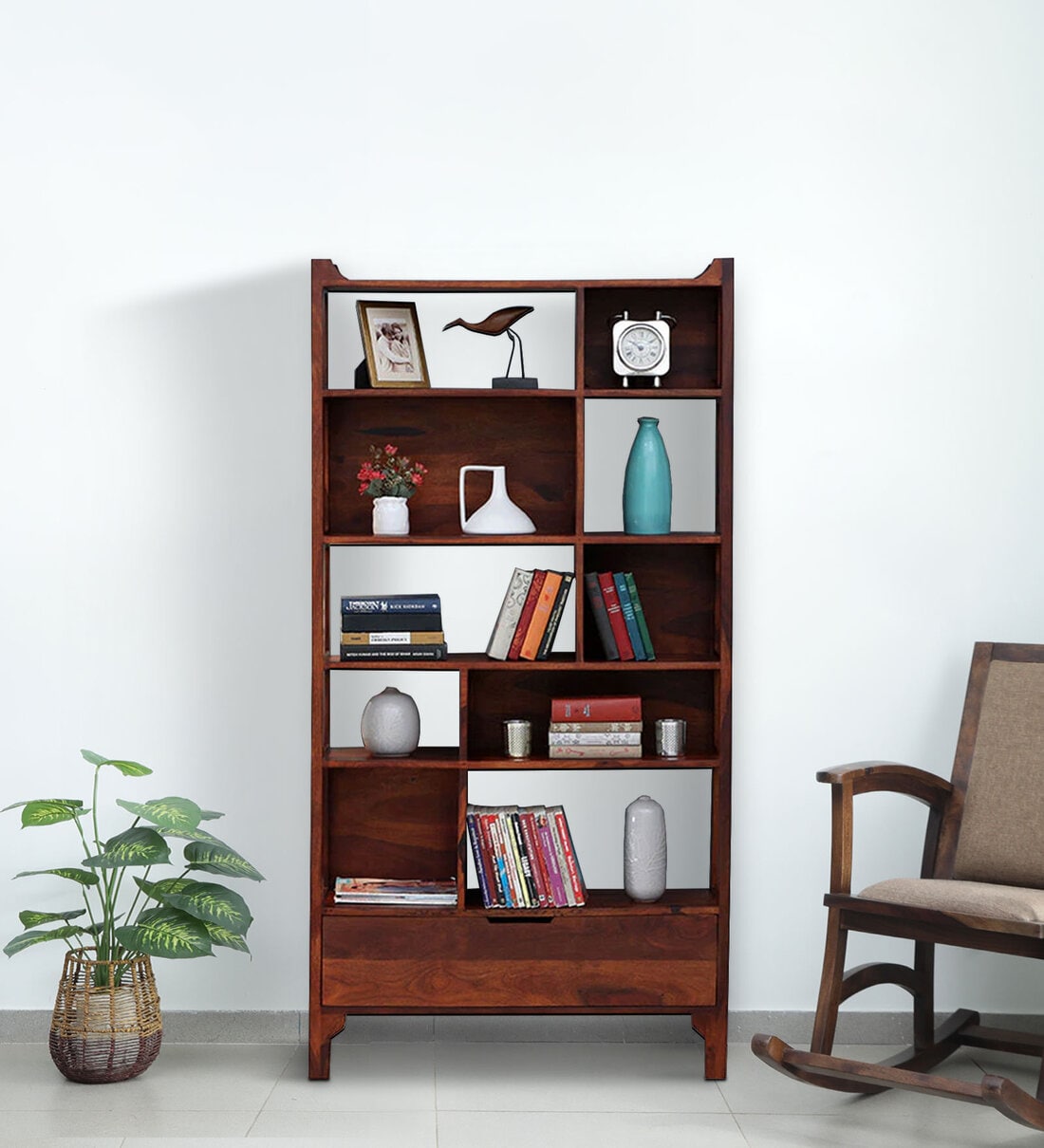 Buy Phelps Sheesham Wood Book Shelf in Honey Oak Finish Online - Modern ...