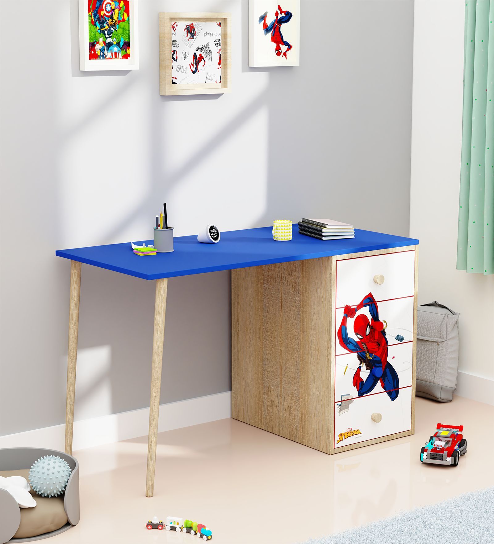 Buy Philosopher Spiderman Study Table In Blue Colour With Drawers at 30 ...