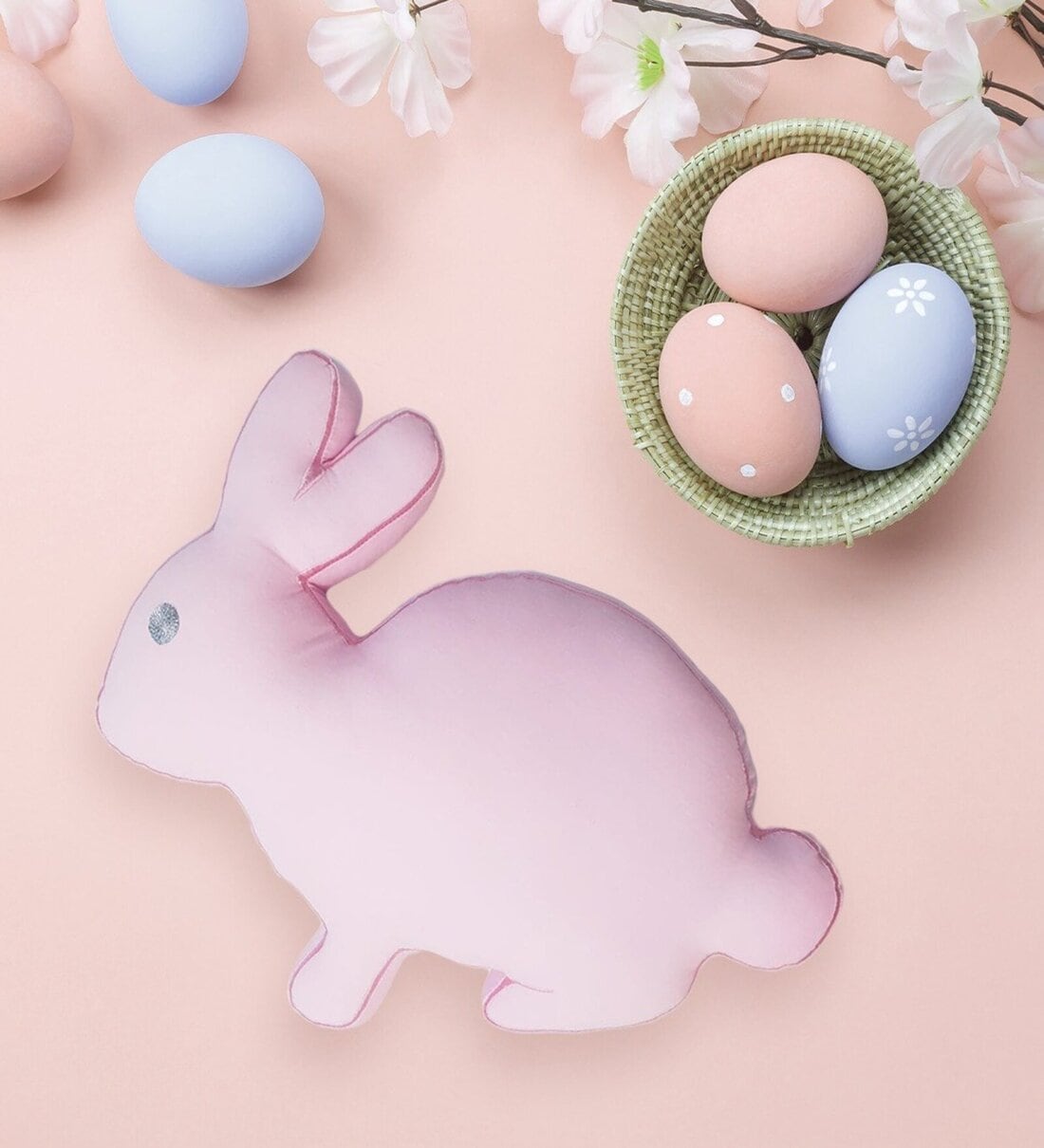 Buy Pink Poly Cotton Bunny Shaped Pillow by Monkinz Online - Shaped ...