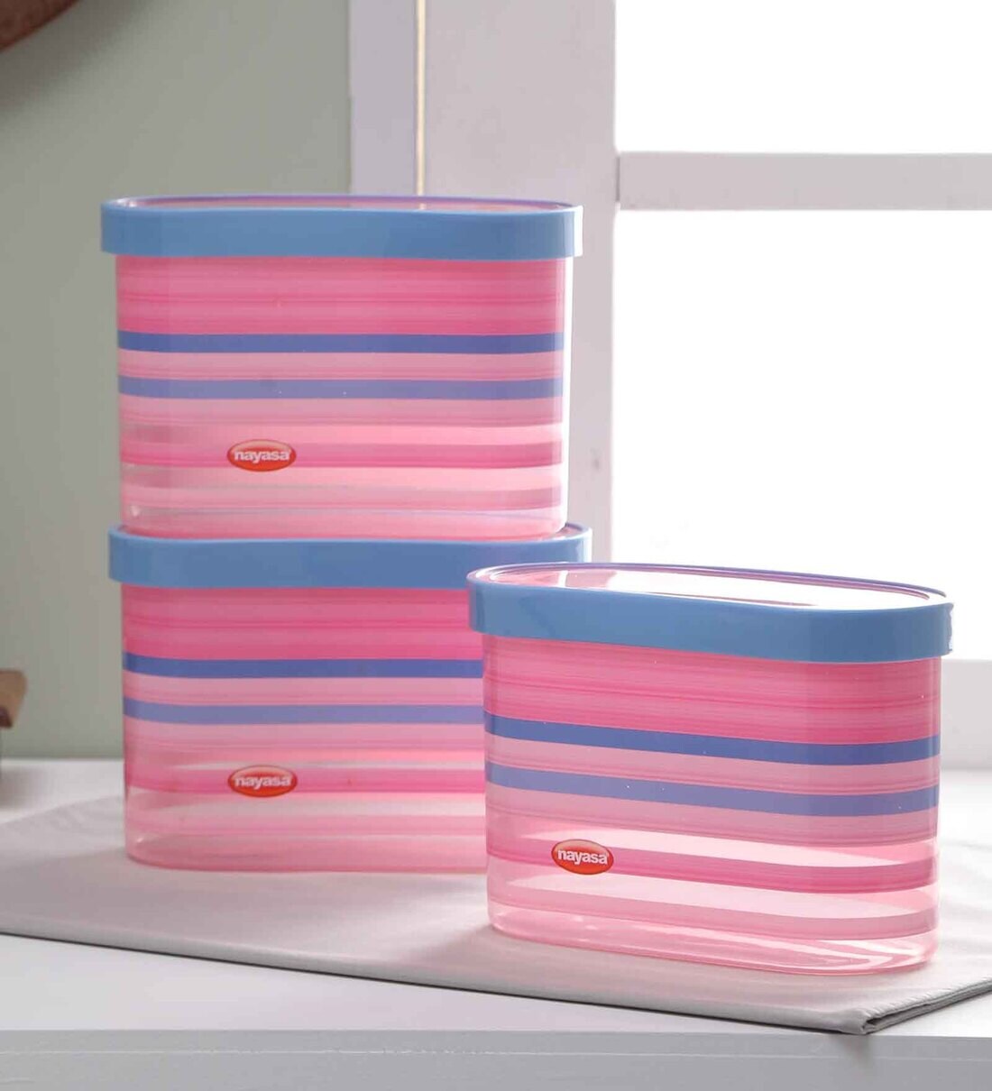 Buy Pink Fusion Oval Plastic Container (Set of 3) by Nayasa at 33% OFF ...