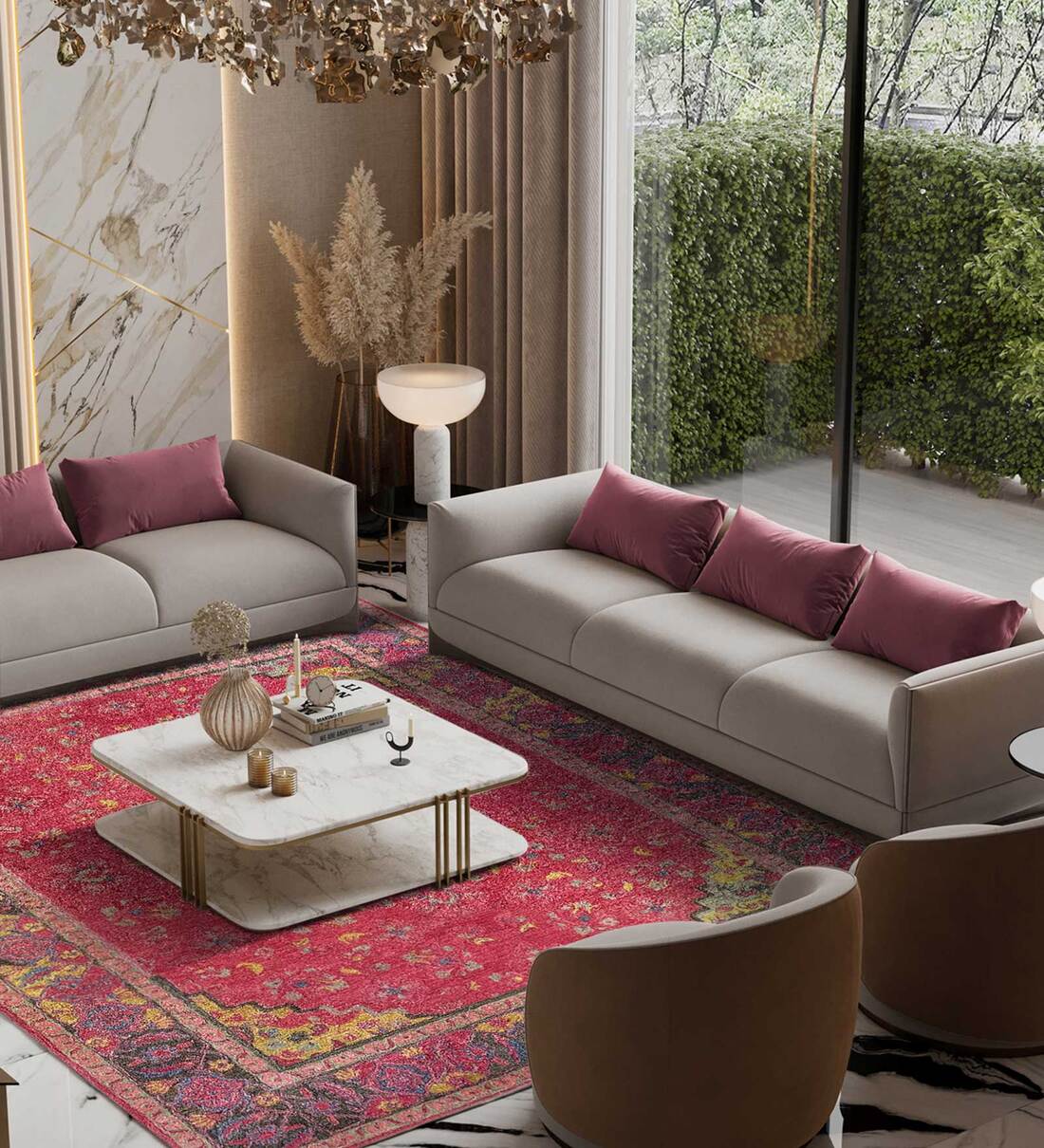 Buy Pink Persian Wool 8 ft x 10 ft Hand Tufted Carpet by QAALEEN Online ...