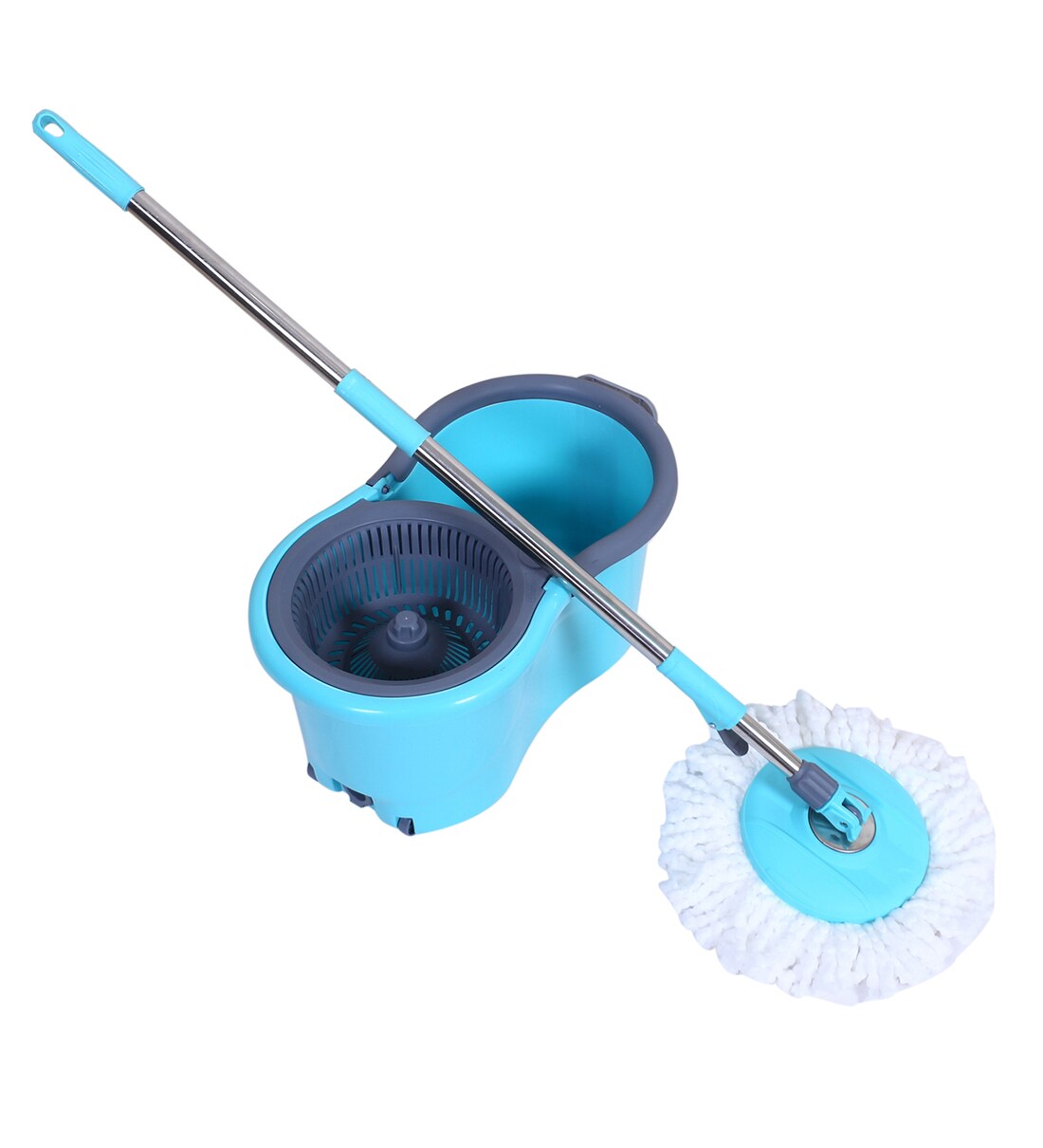 Buy Plastic Blue Adjustable Mopping Set With 2 Microfiber Head Refill ...