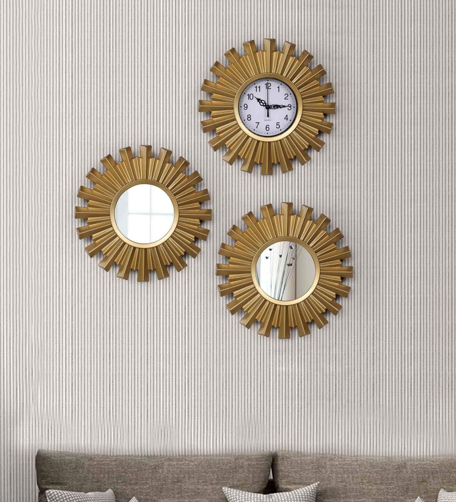 Buy Solid Analogue Wall Clock With 2 Mirrors By Tied Ribbons at 38% OFF ...