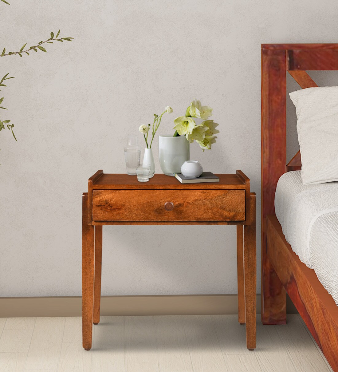 Buy Porba Mango Wood Bedside Table In Natural Colour at 100% OFF by ...