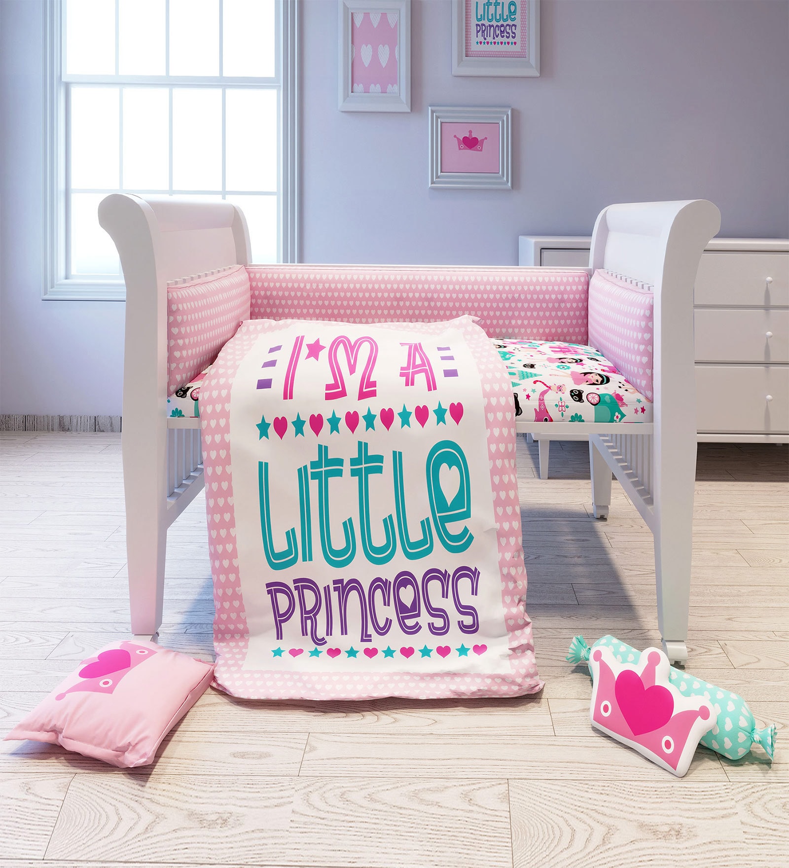 Buy Princess 7 Piece Premium Baby Cot Set by Fancy Fluff by Fancy Fluff ...