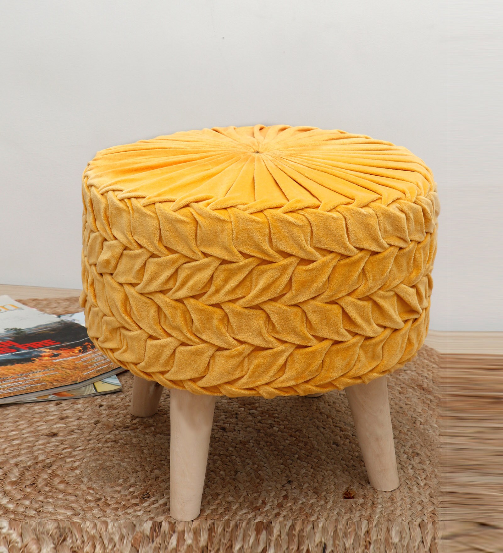 Buy Puffy Seating Stool In Mustard Colour at 100% OFF by Sheen decor ...