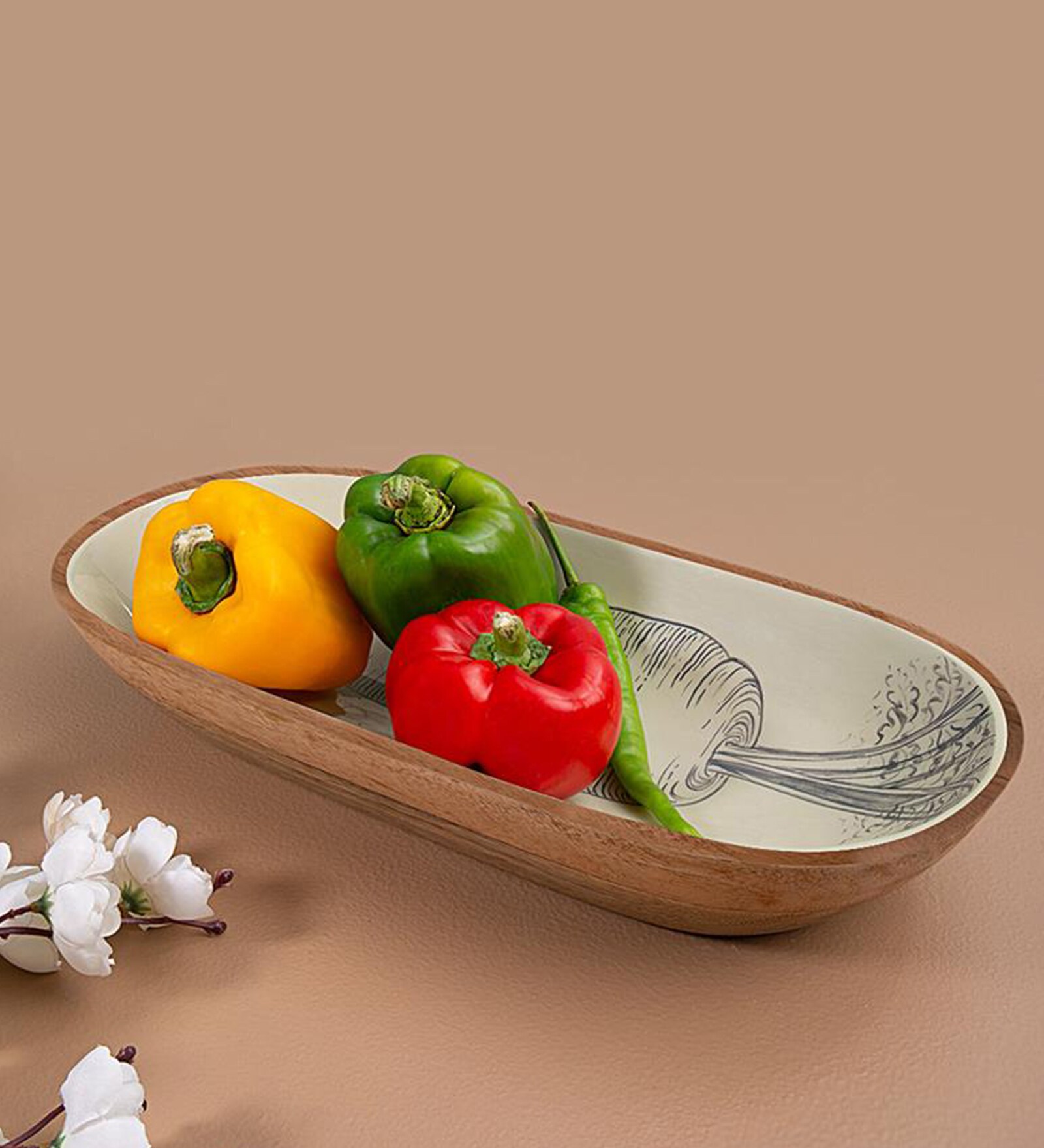 Buy Pulp Oval White & Grey 6 Inch MDF Appetizer Platter Online ...