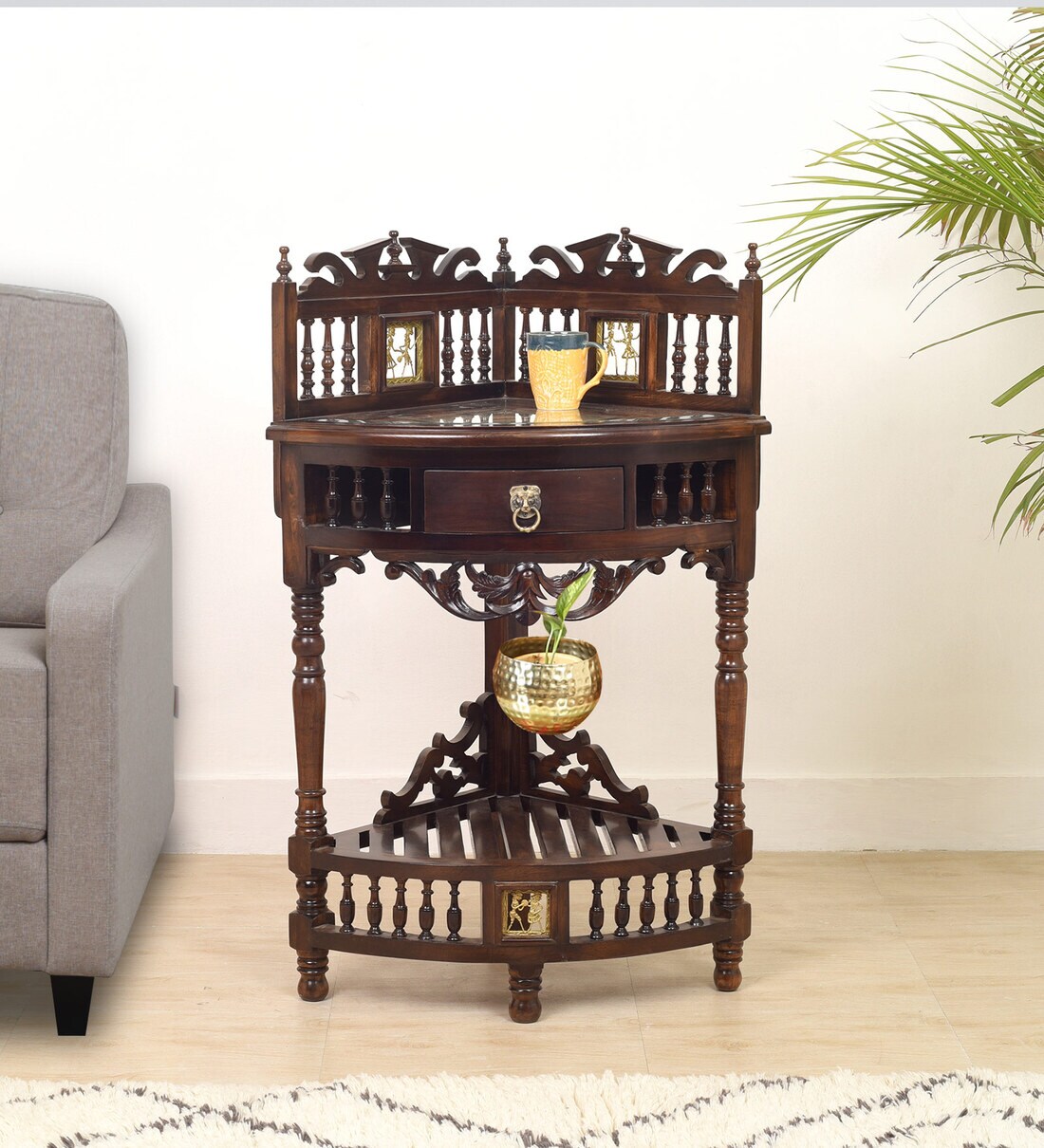 Buy Quadro-Ii Solid Wood Corner Table in Walnut Colour at 32% OFF by ...