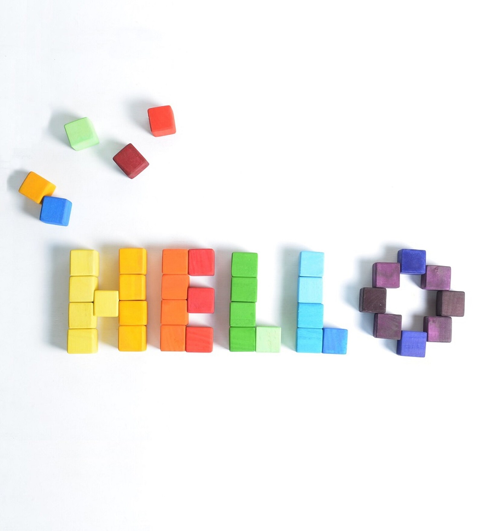 Buy Rainbow Wooden Cube Building Blocks Set of 36 in Multicolour by ...