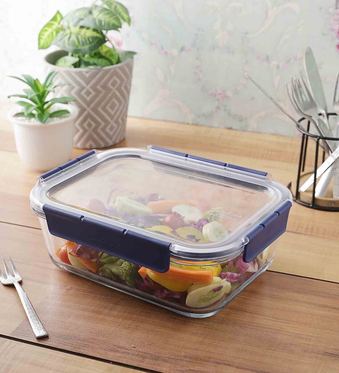 Buy Rectangular 2 Liter Transparent Glass Leak Proof Heat Resistant ...