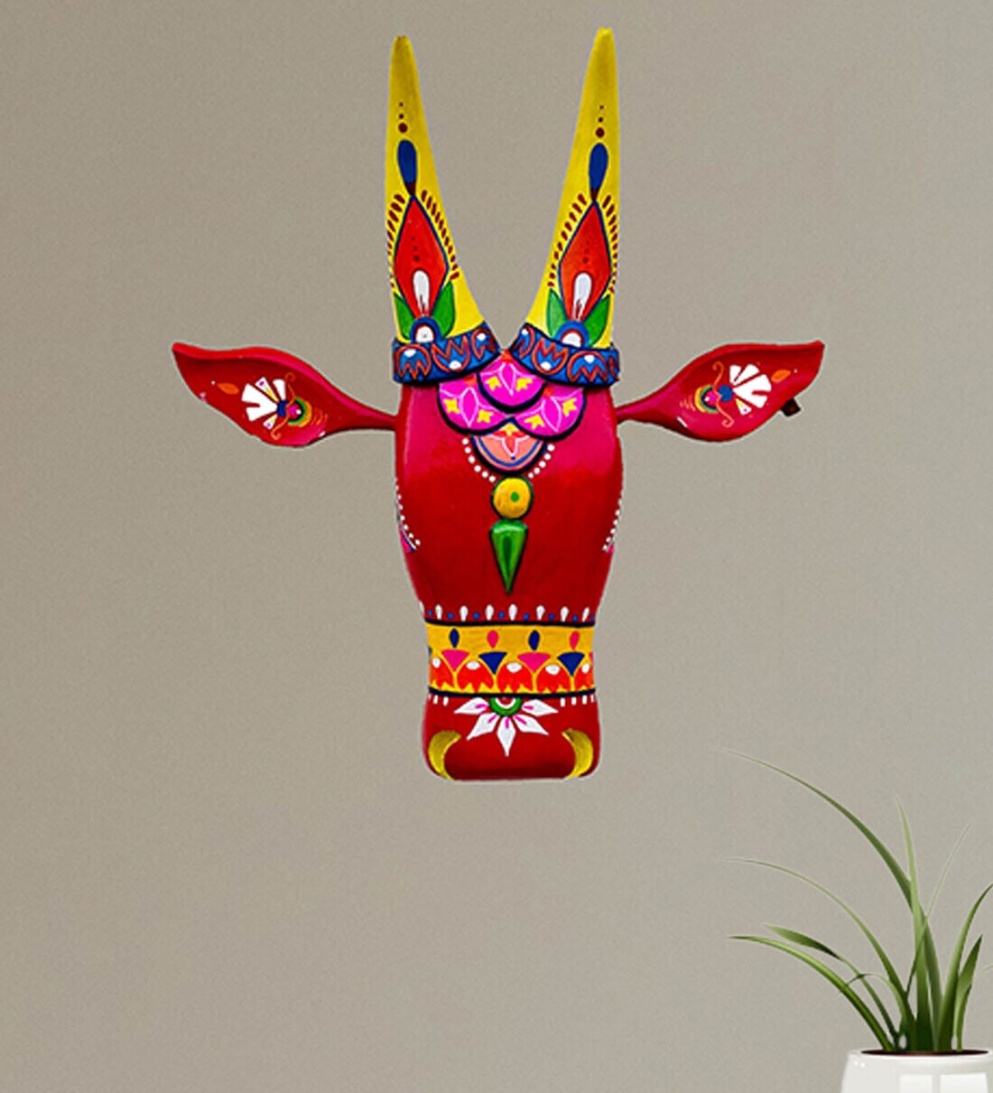 Buy Red Wooden 15 Inch Cow Head By Craftooba at 51% OFF by Craftooba ...