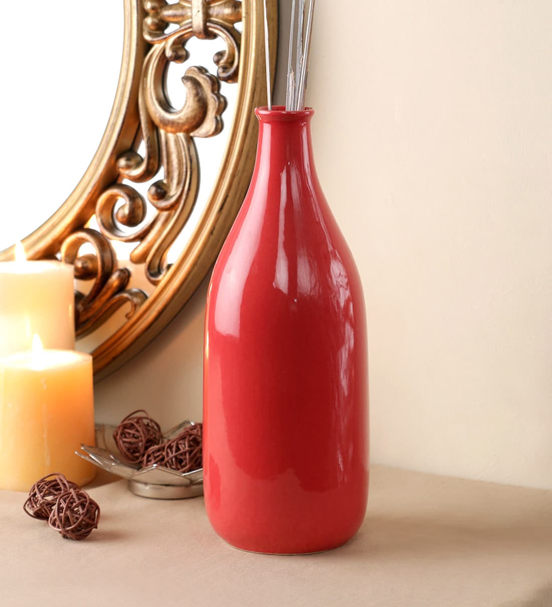Buy Red Bottle Ceramic Vase by Vareesha Online - Vases - Vases - Home ...