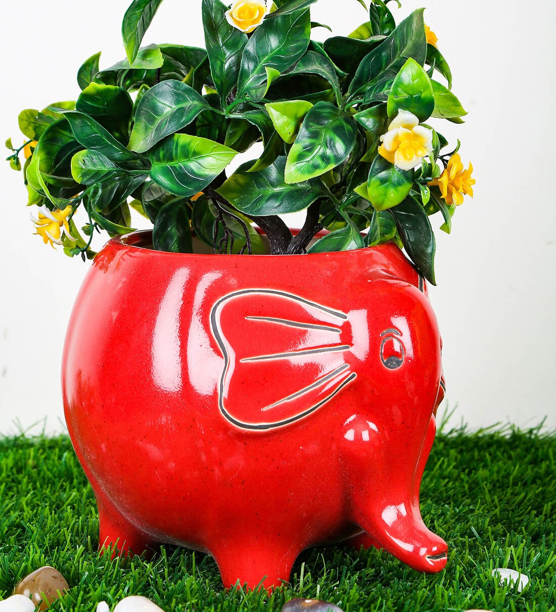 Buy Red Ceramic Elephant Shape Planter by Justoriginals at 32% OFF by ...