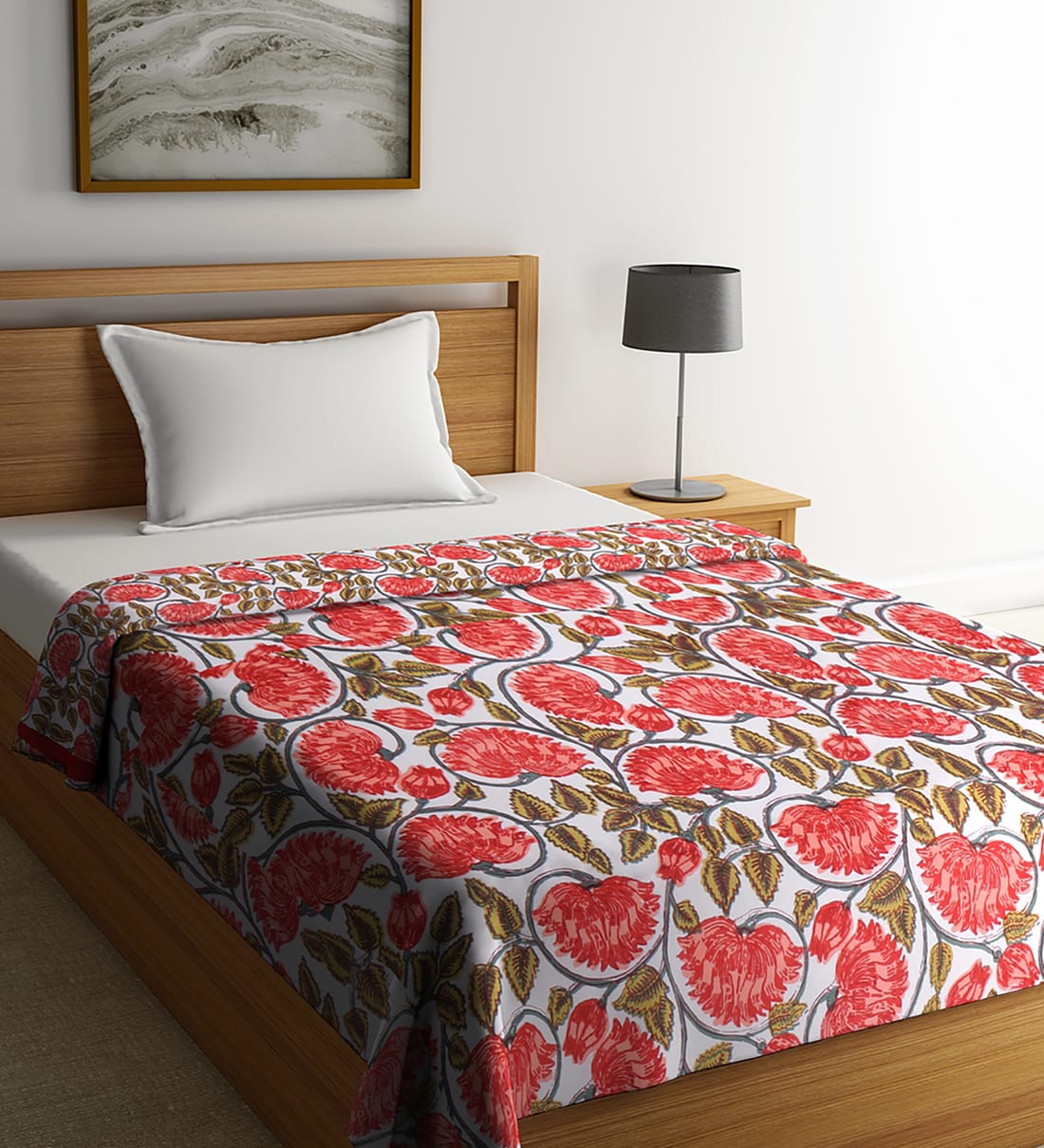 Buy Floral Pattern Cotton 200 GSM Single Bed Dohar By Rajasthan Decor ...
