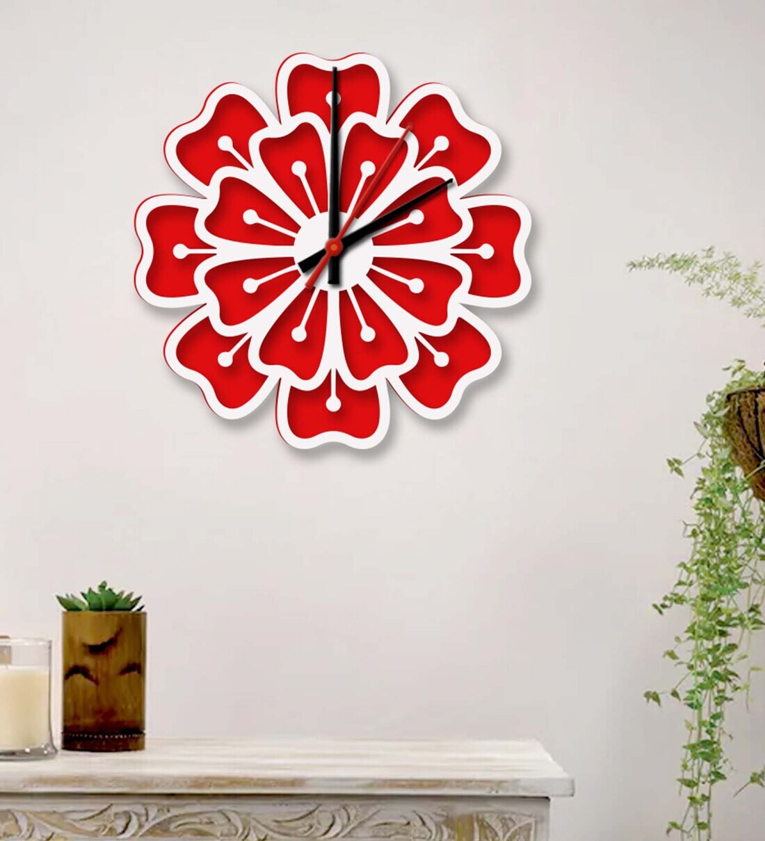 Buy Red Engineered Wood Analog Wall Clock By WallMantra at 49% OFF by ...