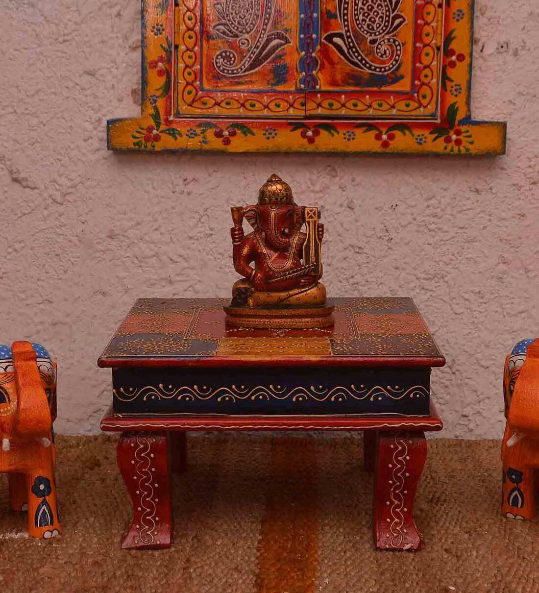 Buy Red Wooden Chowkies Online - Chowkies - Spiritual - Home Decor ...