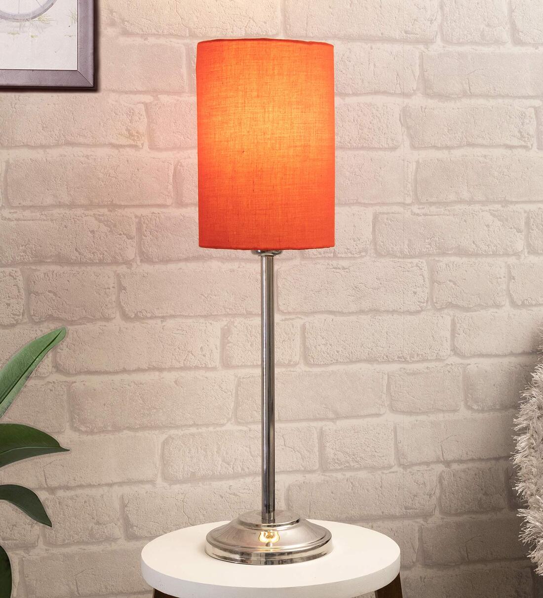 Buy Red Shade Table Lamp With Stainless Steel Base By Homesake at 65% ...