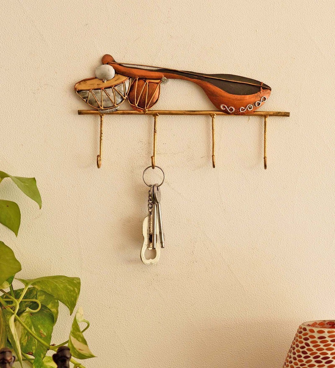 Buy Red Wrought Iron Musical Instruments Key Holder By Ecraftindia ...