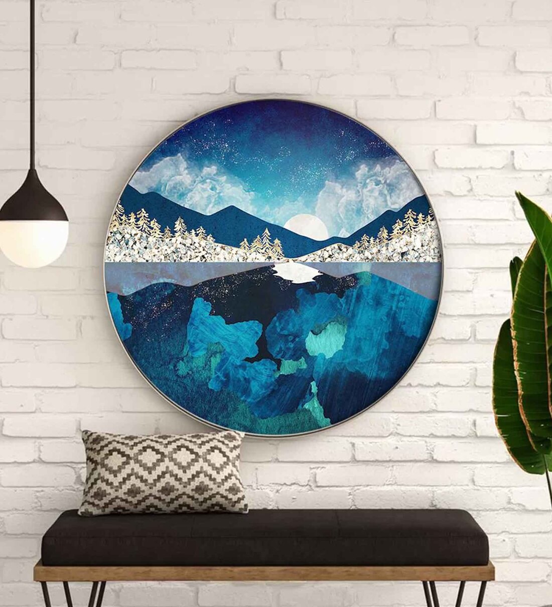 Buy Italianes Blue Canvas Framed Abstract Art Print Online - Abstract ...