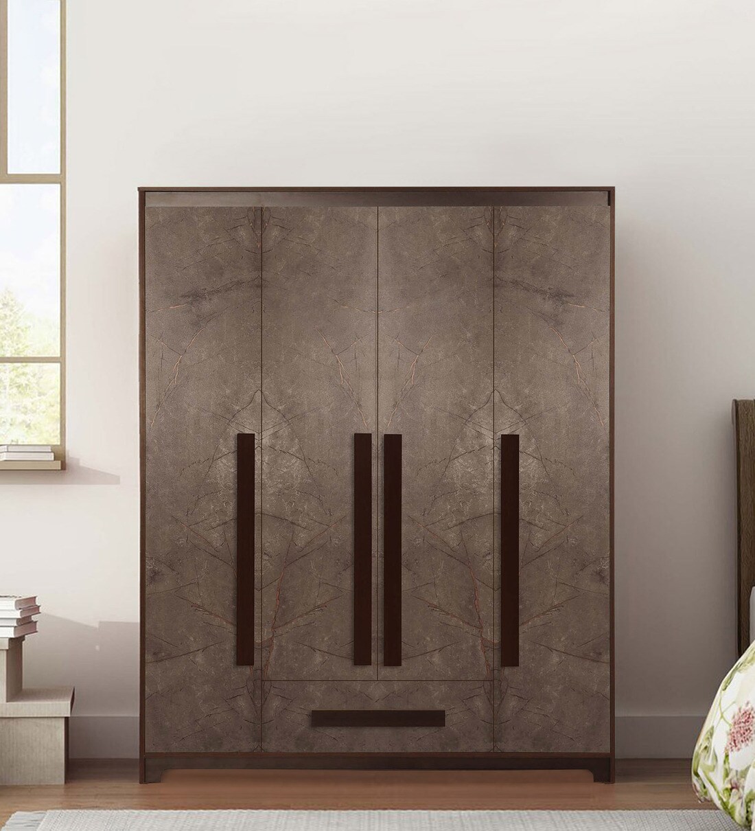 Buy Regal Grand 4 Door Wardrobe in Walnut Marble Finish at 47% OFF by ...