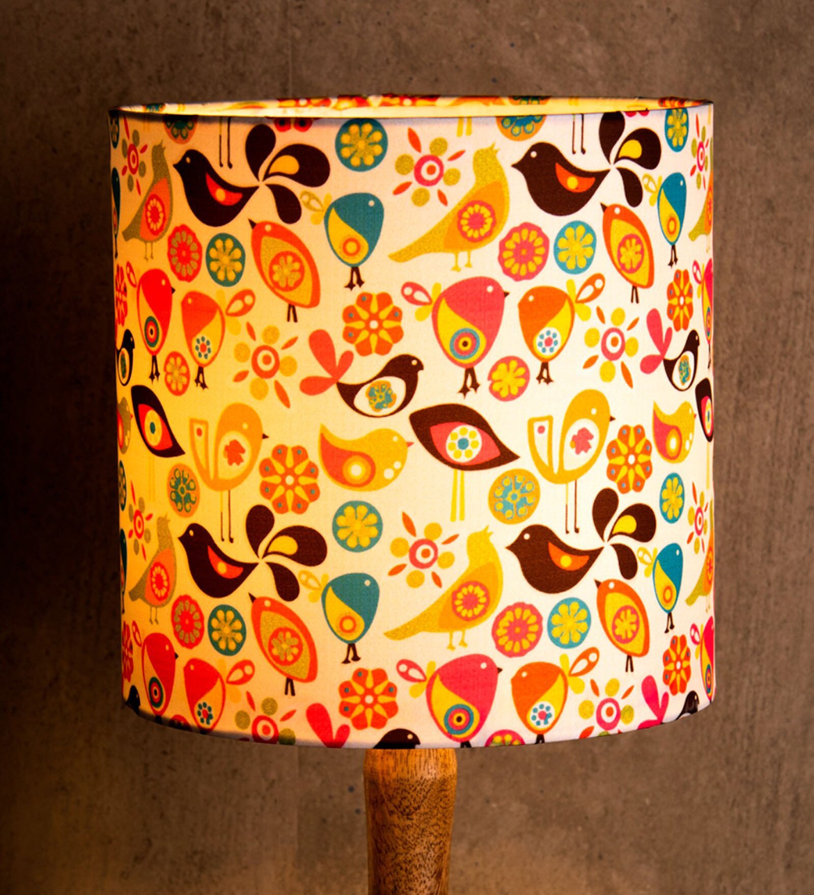 Buy Red Floral Printed Fabric Contemporary Table Lamp Shade by Green ...